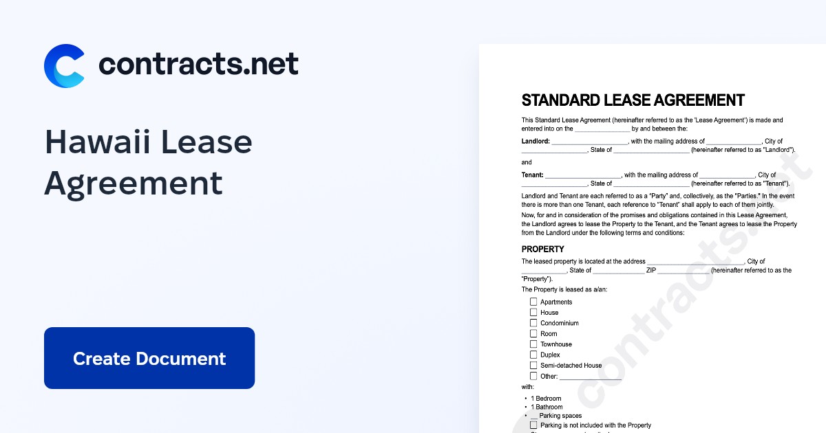 Download Hawaii Rental Lease Agreement Templates [PDF]
