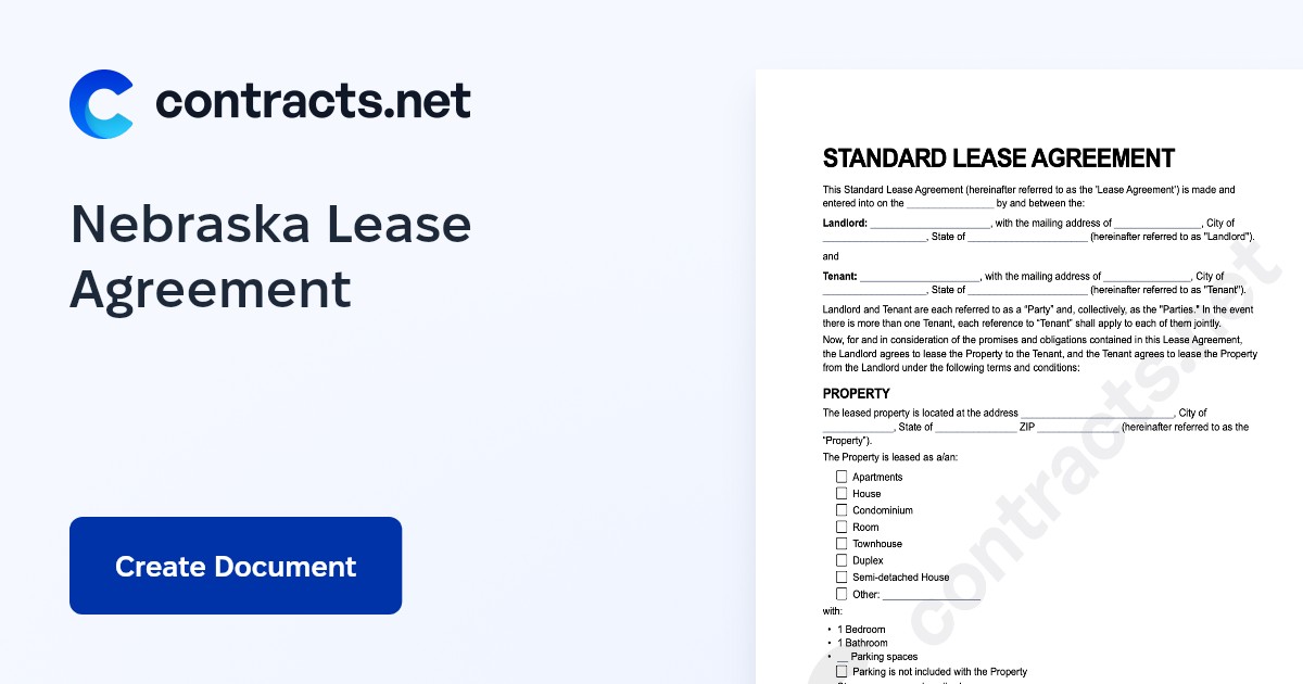 Download Nebraska Rental Lease Agreement Templates [PDF]