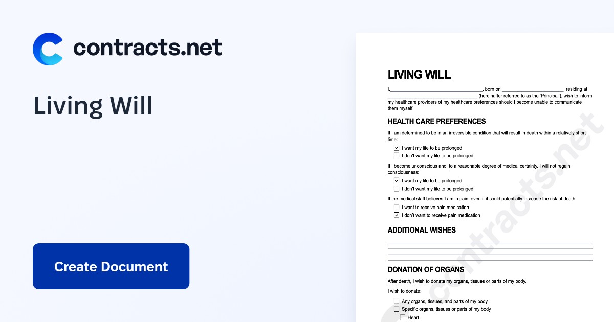 Free Living Will Agreement Forms [PDF Download]