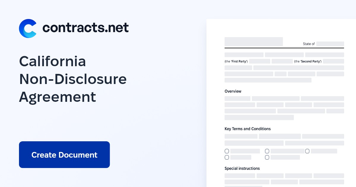 Download California Non-Disclosure Agreement Template [PDF]