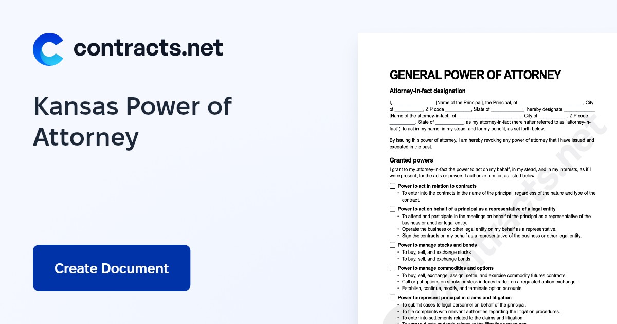 Download Kansas Power of Attorney Templates [PDF]